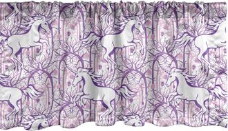 Abakuhaus Einhorn Fenster Volant, Magie Märchenwald, Vorhang Volant für Küche Schlafzimmer Dekor mit Stangentasche, 137 cm X 45 cm, Lila