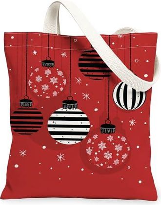 Generic Sacs fourre-tout en toile avec motif de vacances vintage, sacs d&eacute;picerie r&eacute;utilisables, l&eacute;gers et lavables avec bandouli&egrave;re pour le shopping, les voya