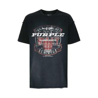 Purple Baumwolle Logo Print Crew Neck T-shirt - - Tops - Herren - Schwarzk - M