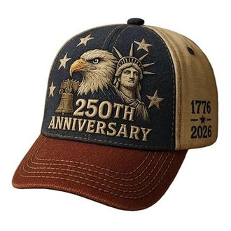 Generic Chapeau unisexe imprim&eacute; drapeau am&eacute;ricain 250e anniversaire r&eacute;glable casquette patriotique jour de lind&eacute;pendance, Vert &eacute;cume de mer, M