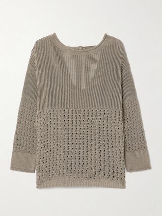 Max Mara Paggi Pullover Aus Einer Geh&auml;kelten Baumwollmischung - Neutral