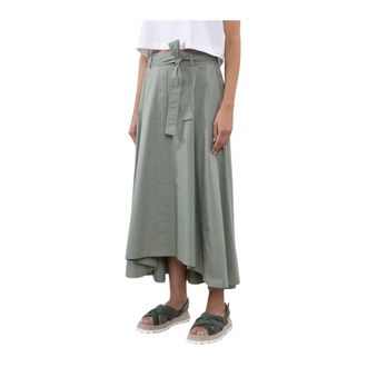 PESERICO Stretch Cotton Satin Midi Skirt - - Skirts - Damen - Gr&uuml;n - M