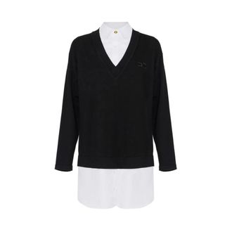 Elisabetta Franchi Viskose- und Baumwoll-Popeline-Strickkleid - - Dresses - Damen - Schwarzk - XS