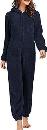 Onsoyours Combinaison Pyjama Polaire Femme à Capuche Automne Hiver Chaud Grandes Tailles Onesies Vêtements dIntérieur Une Pièce A Marin M
