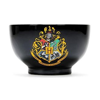 Half Moon Bay Bol &agrave; c&eacute;r&eacute;ales Harry Potter avec logo de Poudlard noir, imprim&eacute;, 100% c&eacute;ramique, dans un emballage cadeau