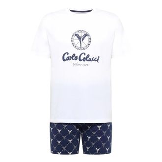 Carlo Colucci Shorty Pyjama Set - - Nightwear & Lounge - Herren - Wei&szlig; - L