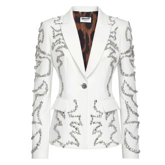 Philipp Plein Femme, Vestes, Blanc, Taille: 42 FR Blazer Cady Super-h&eacute;ro&iuml;ne