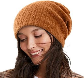 Generic Bonnet Femme Hiver Bonnet Femme Chapeau Femme Hiver Confortable Classique - Bonnet C&ocirc;tes Torsad&eacute;es &Eacute;pais Hiver, Tricot Chunky Doux et Mignon, Id&eacute;al po
