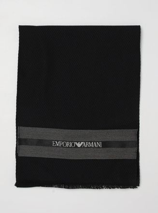 Emporio Armani &Eacute;charpe en m&eacute;lange de laine et soie avec logo contrastant