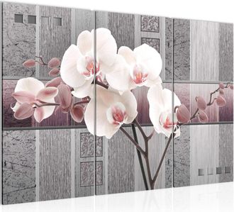 Runa Art Wandbilder Blumen Orchidee Bild XXL Wohnzimmer Schlafzimmer Violett Grau Abstrakt 120 x 80 cm 3 Teilig 204631c