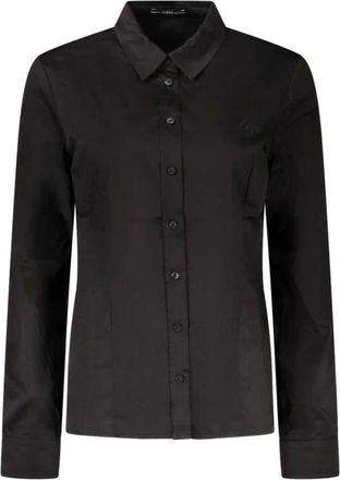 Guess Femme, Blouses et Chemises, Noir, Taille: 42 FR Chemise noire en coton avec col italien