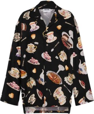 Moschino Femme, Blouses et Chemises, Multicolore, Taille: 40 FR Chemise en satin de soie imprim&eacute;