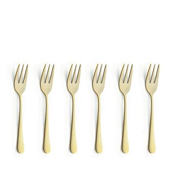 Amefa AUSTIN Kuchengabel Besteck Set 6-teilig | sehr elegant | Kuchengabeln 6 St&uuml;ck mit PVD Veredelung | Gold satiniert | L&auml;nge 14,3 cm | rostfrei & sp&uuml;lmas