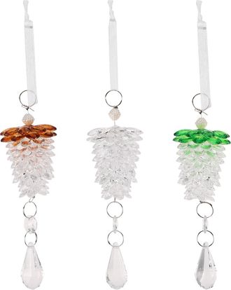 Garneck 3 St&uuml;ck Acryl Tannenzapfen Ornament Transparent Bruchsicher Rustikale Weihnachtsbaumschmuck H&auml;ngeanh&auml;nger f&uuml;r Festliche Winterdekoration