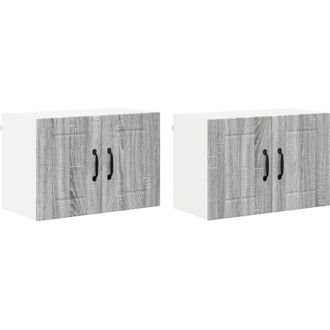 vidaXL Küchenwandschränke mit Tür 2 pcs Graues Sonoma 60 x 31 x 40 cm vidaXL