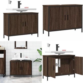 vidaXL Waschbeckenunterschrank Braun Eiche 80x30x60 cm Holzwerkstoff - Waschbeckenunterschrank - Badezimmerm&ouml;bel - Holzschrank - Brauner Schrank