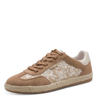 Tamaris Plateausneaker TAMARIS, Damen, Gr. 36, braun kombiniert, Lederimitat, Textil, gebl&uuml;mt, Schuhe Plateausneaker, Schn&uuml;rschuh, Halbschuh, Freizeitschuh in