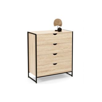 IDMarket Kommode mit 4 Schubladen DETROIT 80 cm Industriedesign