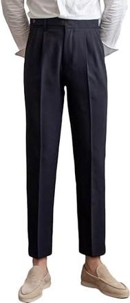 Generic Pantalon habill&eacute; classique pour homme - Confort haut de gamme - Pantalon d&eacute;contract&eacute; pliss&eacute; sur le devant, Noir, 48