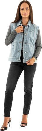 Morgan Damen 242-gak Ärmellose Jeansjacke, blau, 32