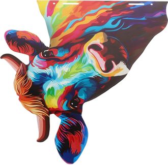 Angoily Bunte Metall Kuhkopf Skulptur als Au&szlig;endeko aus Stabilem Eisen Vielseitige Wandkunst f&uuml;r Garten B&uuml;ro und Hauswand Wetterbest&auml;ndige Tierkopf Dekoration