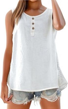 Generic Debardeur Femme Chic et &eacute;l&eacute;gant Chemisier sans Manche D&eacute;grad&eacute; D&eacute;bardeur en Coton et Lin Crop Top Ete Haut Chic et Elegant Fluide Ample Caraco Vetement