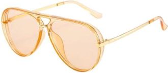Generic Lunettes de soleil unisexe grand visage dété protection solaire anti-poussière vert clair lunettes de luxe métal miroir, rose, Taille unique