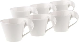 Villeroy & Boch 10-2484-1330 NewWave Caff&egrave; Cappuccinoobertasse/Moderne Cappuccino Tasse, Porzellan, wei&szlig;, 0,25 l, 32 x 21,5 x 9,5 cm 6er Sets