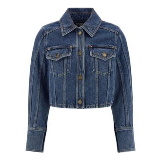 Balmain Cropped Jeansjacke im Used-Look - - Jackets - Damen - Blau - M