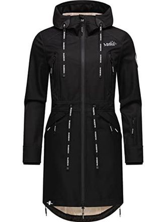 Marikoo Racquellee Veste Softshell Parka Veste de Transition Veste de Pluie avec Capuche pour Femmes Noir XXL