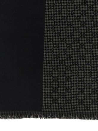 Gucci GG Jacquard Wool-Silk Scarf - Black