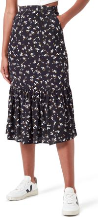 Tommy Jeans Damen Rock Floral Ruffle Midi-Länge, Schwarz (Spring Floral), 4XL