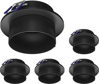 LEDs Com 5 Stück Deckeneinbaurahmen KRON, rund, schwarz matt