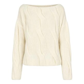Liviana Conti Pullover mit U-Boot-Ausschnitt und Zopfmuster - - Knitwear - Damen - Wei&szlig; - M