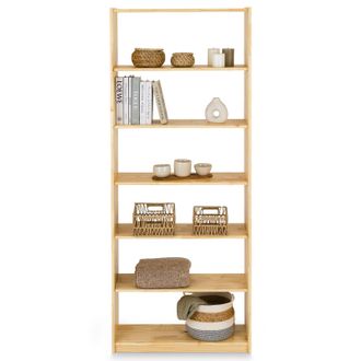 IDIMEX Standregal mit 7 B&ouml;den, praktisches B&uuml;cherregal aus massiver Kiefer in Natur, Schlichtes B&uuml;roregal aus Massivholz