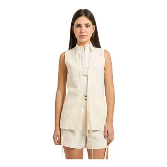 Patrizia Pepe Femme, Vestes, Beige, Taille: 38 FR Long Tailored Vest