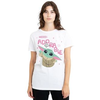 Star Wars Grogu Mood Adorable Ladies T Shirt, White, Blanc, M Femme