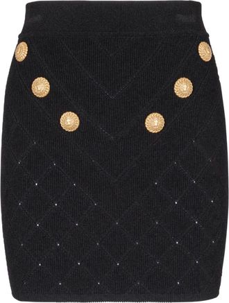 Balmain Femme, Jupes, Noir, Taille: 38 FR Jupe Tricot 6 Boutons