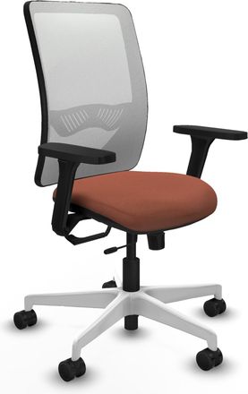 Piqueras y Crespo Schreibtischstuhl Zulema mit 3D-Armen, h&ouml;henverstellbare Lendenwirbelst&uuml;tze, ausgestattet mit Syncro/Traslack und Schneideschaum, Wei&szlig;/Braun