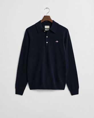 GANT Polokragenpullover SUPERFINE LAMBSWOOL mit Kn&ouml;pfen, regular fit, Wappenstickerei