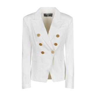 Balmain Femme, Vestes, Blanc, Taille: 40 FR Blazer Blanc en Denim &agrave; Double Boutonnage
