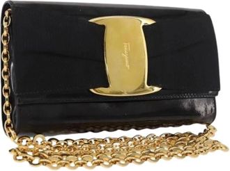 Ferragamo Sac port&eacute; &eacute;paule en cuir verni doccasion - Femme - Pre-owned - Noir - Taille: ONE Size