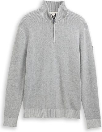 Tom Tailor Herren 1049469 Troyer Strickpullover, 39208-Offwhite Navy Mouline, XL