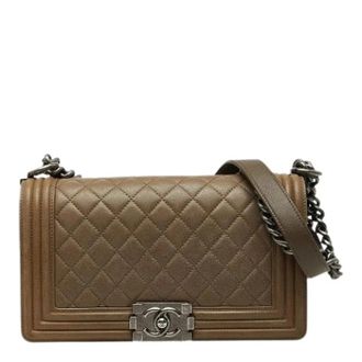 Chanel Sac bandouli&egrave;re Boy 25 Moyen Matelass&eacute; en cuir dagneau Pre-owned - Femme - Pre-owned - Brun - Taille: ONE Size