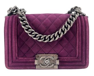 Chanel Plum Velvet Boy Bag Size S