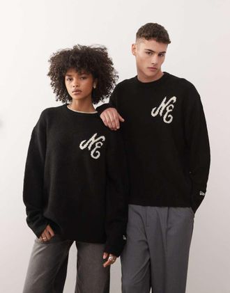 New Era Pull en maille &agrave; logo - Noir