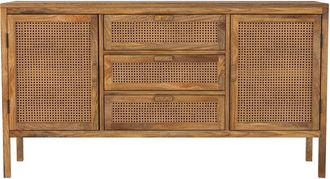 Rendez-Vous D&eacute;co Rendez-Vous D&eacute;co - Buffet en cannage bois de manguier 2 portes 3 tiroirs - Dimensions L 150 x P 40 x H 85 cm - Style contemporain et r&eacute;tro