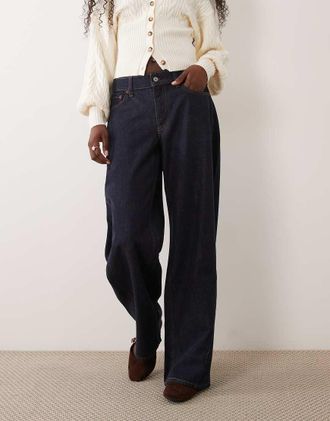 Abercrombie & Fitch Curve Love Low-Rise-Jeans in locker Passform in Marineblau-Waschung