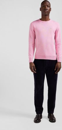 Eden Park Pull Col Rond En Laine Et Coton Rose Coupe Regular