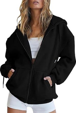 Generic IQYU Sweat-shirt Veste Femme &agrave; Capuche Beige : Zip Up Hoodie Femmes Y2K Sweatshirts Oversize Pull &agrave; Capuche Zipper Sweat &agrave; Capuche Oversize Veste Swea